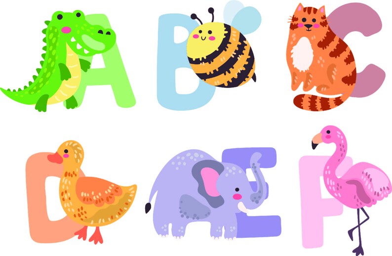 Cute Animals Alphabet Svg, Animal Alphabet Bundle Svg, A-Z Animals Svg ...