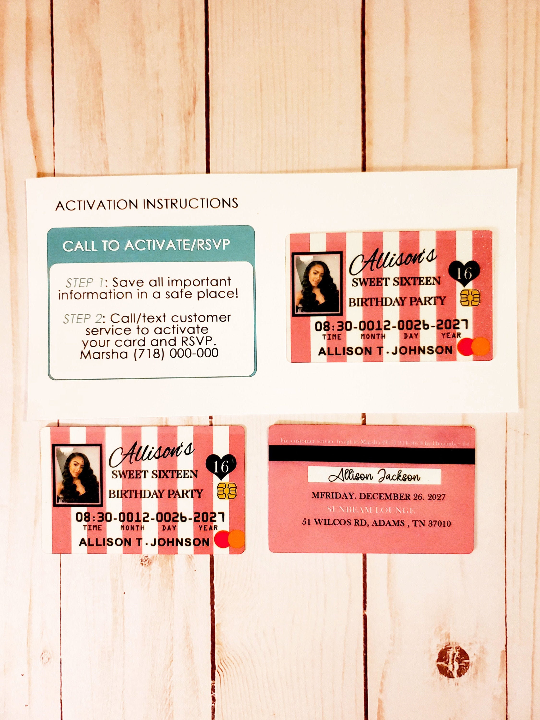 Personalized Credit Card Invitation Birthday Party Pink | Etsy