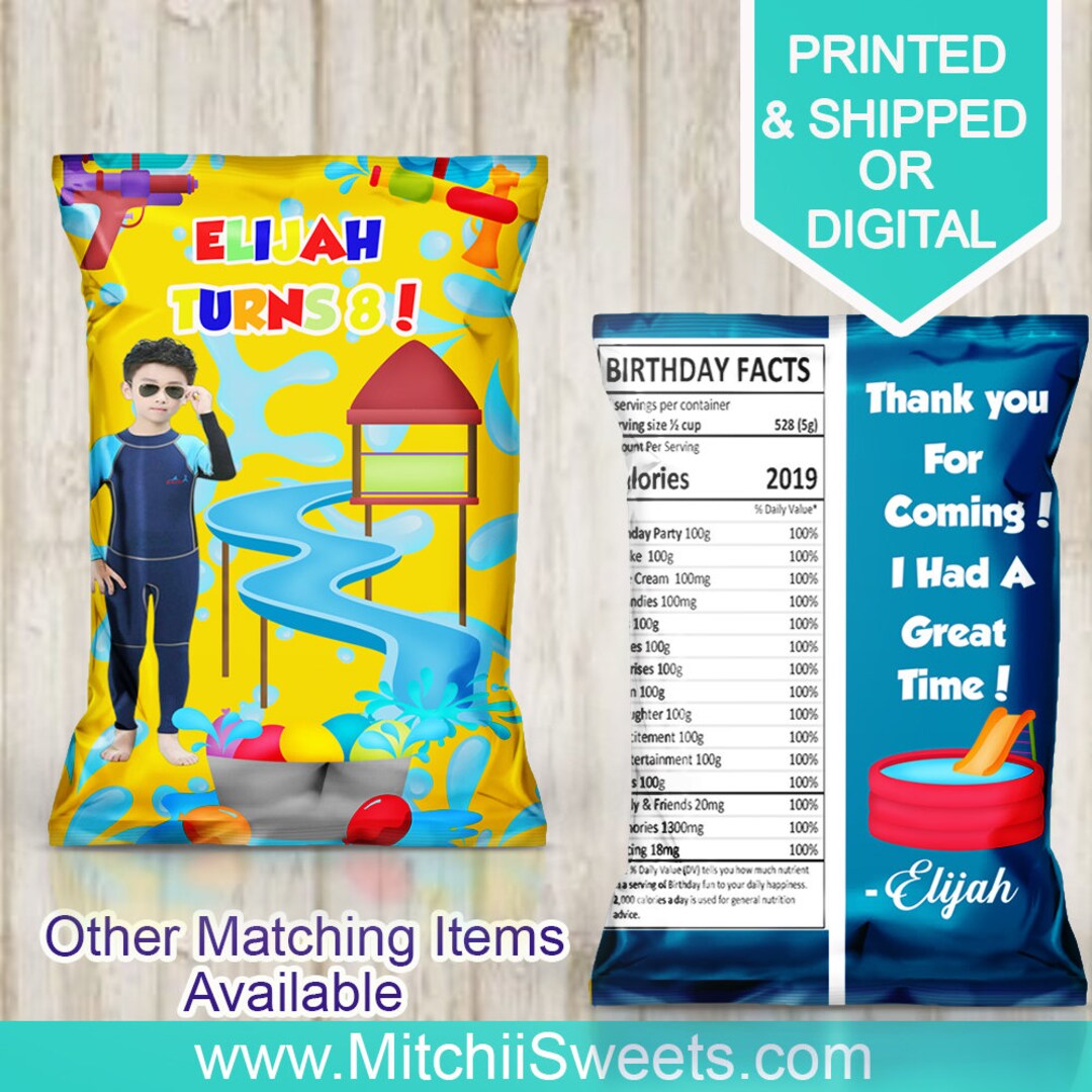 Pool Party Favor Bags- Custom Chip Bag- Pool Party- Pool Birthday ...