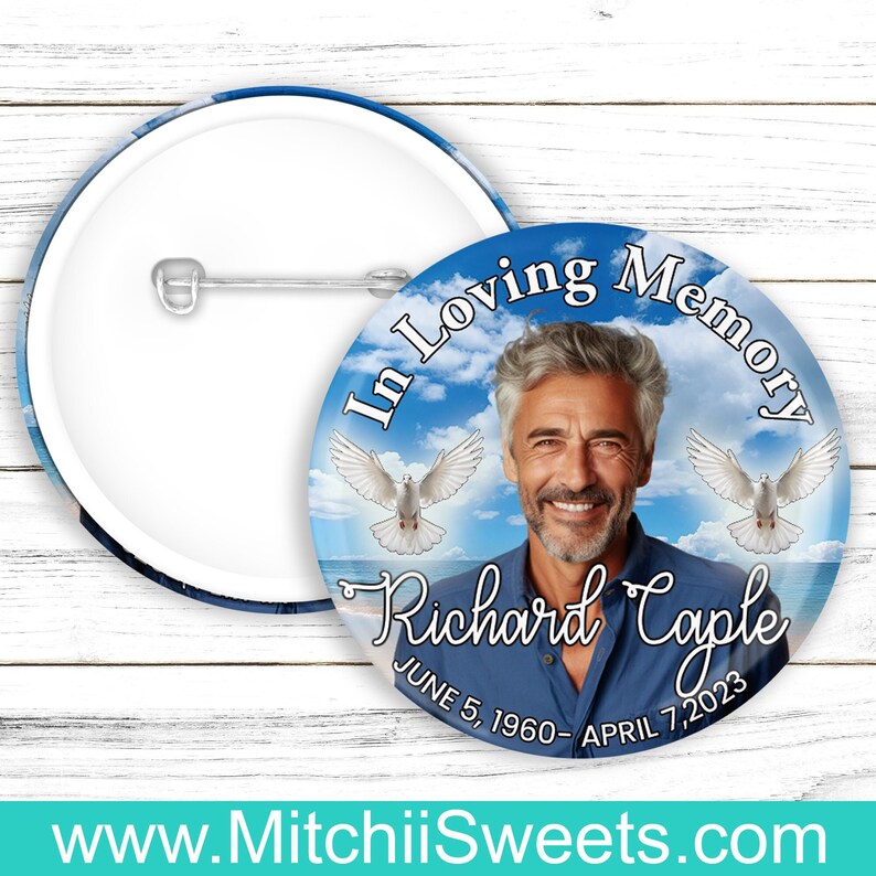 Personalized Name in Memory of Buttons Memorial Buttons funeral Pinback ...
