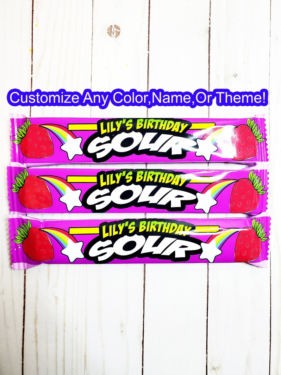 Personalized Name Sour Strings Birthday Party Custom Sour - Etsy