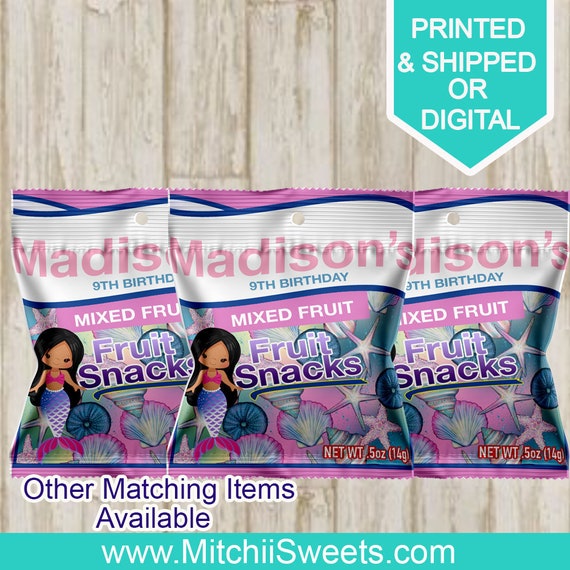 Mermaid Fruit Snacks Favors Fruit Snacks Mermaid Birthday - Etsy