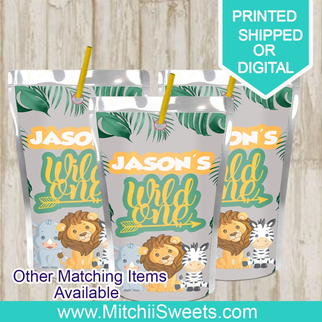 Wild One Juice Pouch Labels Capri Sun Labels Wild One Birthday Safari ...