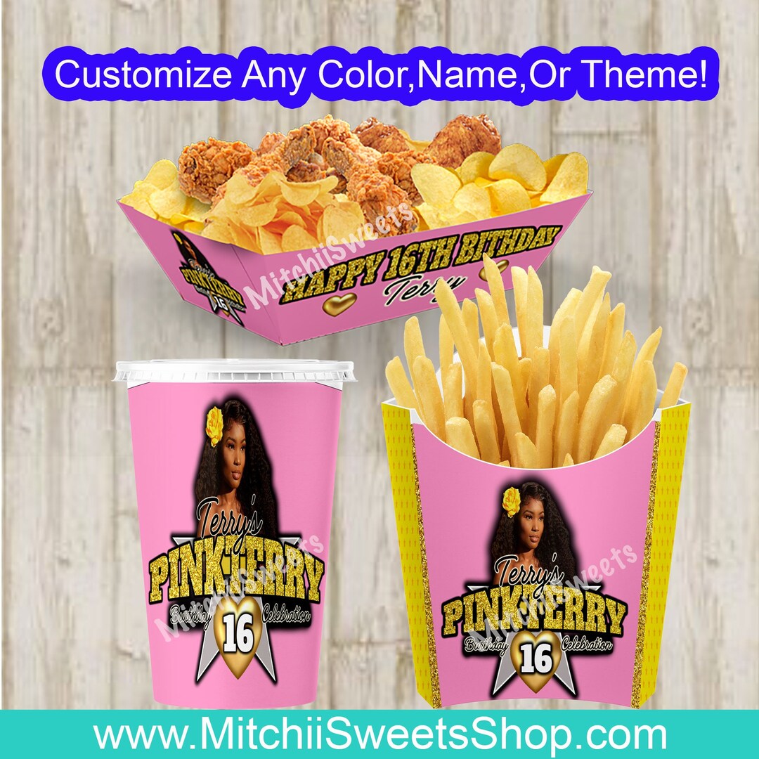 Personalized Sweet Sixteen Food Snack Set- Fries Boxes 16th Birthday ...