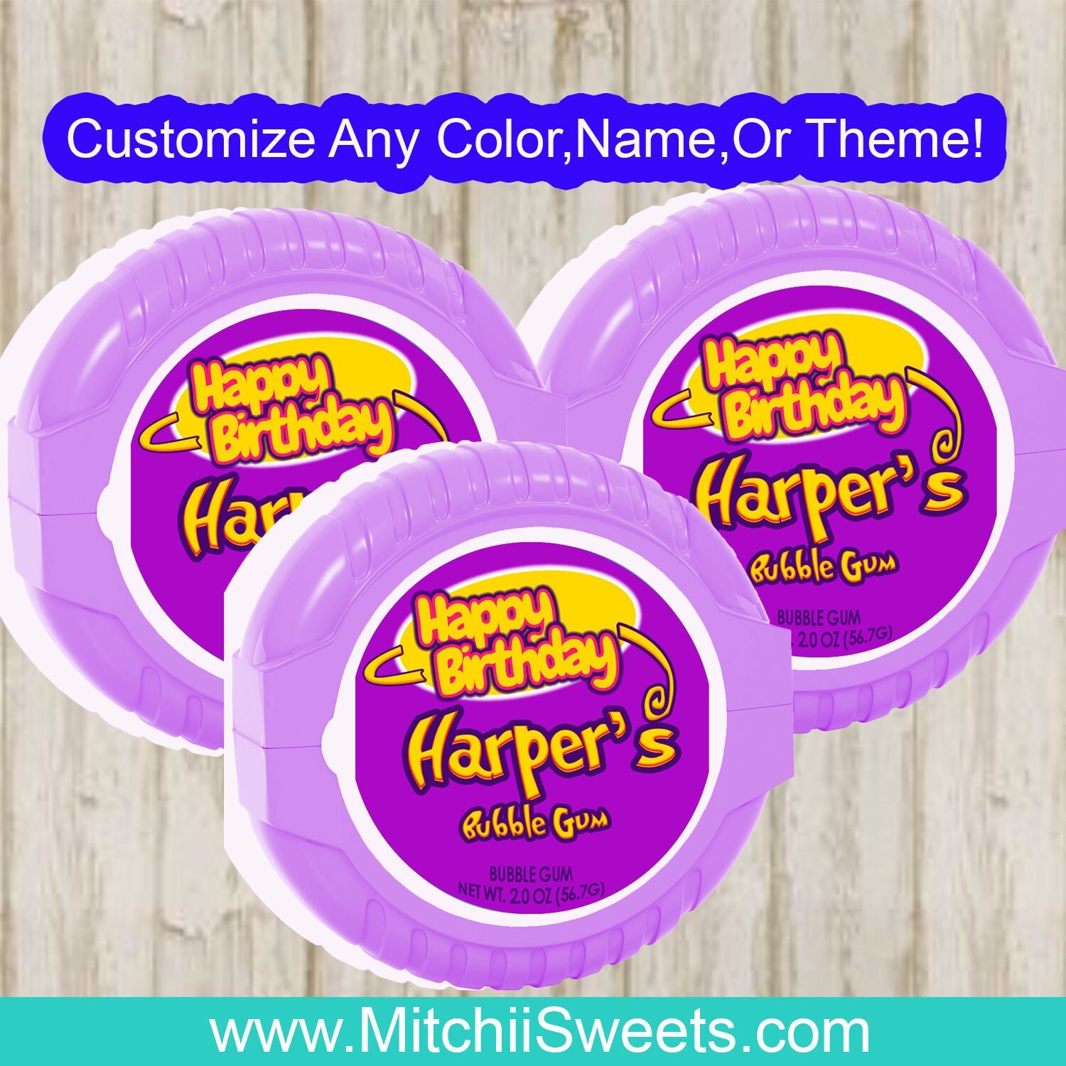 Custom Bubble Gum Bubble Gum-birthday Party Custom Bubble Gum Custom ...