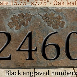 Engraved Slate House Number Sign: Rustic Oak Leaf Design - Etsy