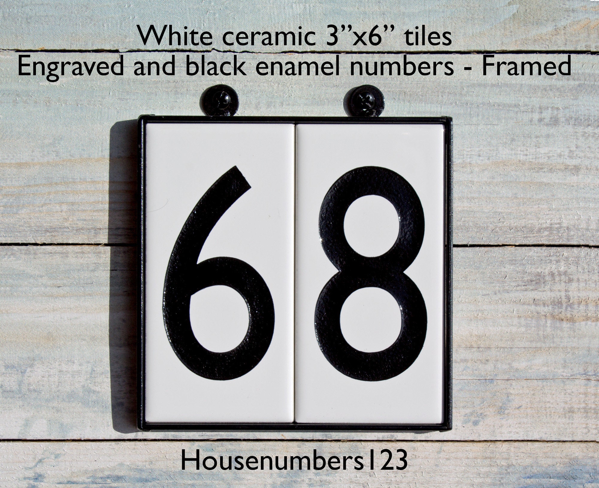 Signs Craftsman style, House address WHITE Ceramic tile numbers Modern ...