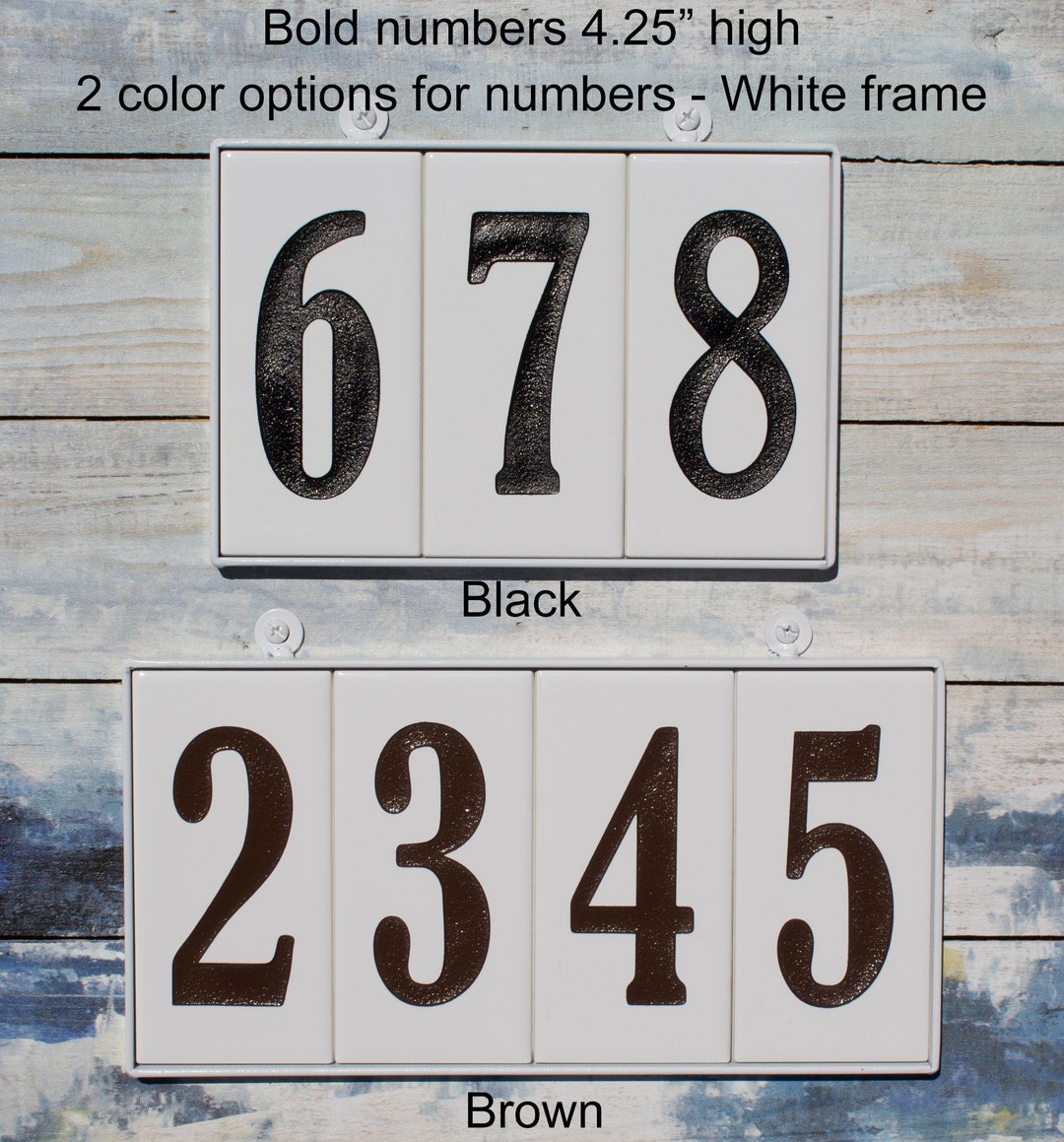 Modern Ceramic Tile House Numbers: 3'x6", Bold Font, White Wrought Iron ...