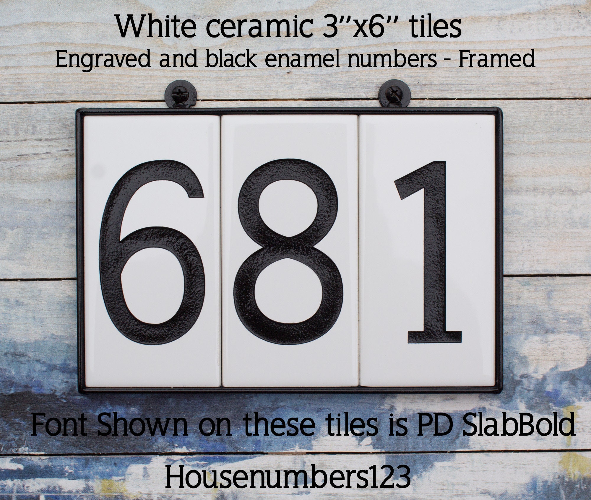 Signs Craftsman style, House address WHITE Ceramic tile numbers Modern ...