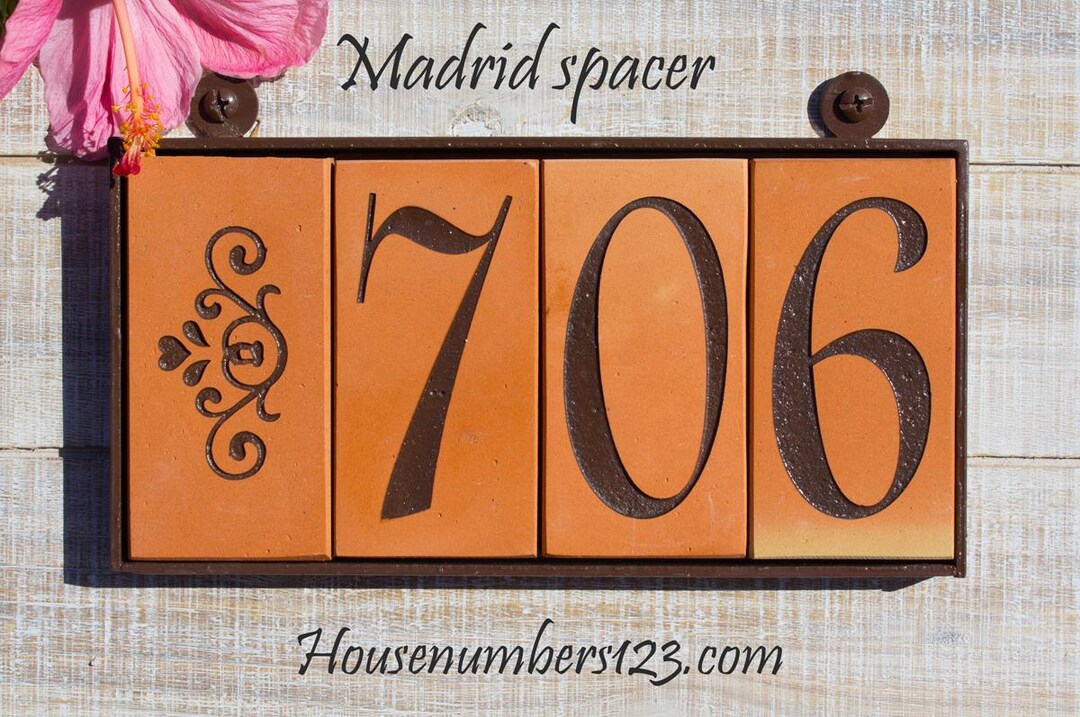 Handmade Terracotta House Numbers, Iron Frame, Spanish Tile - Etsy