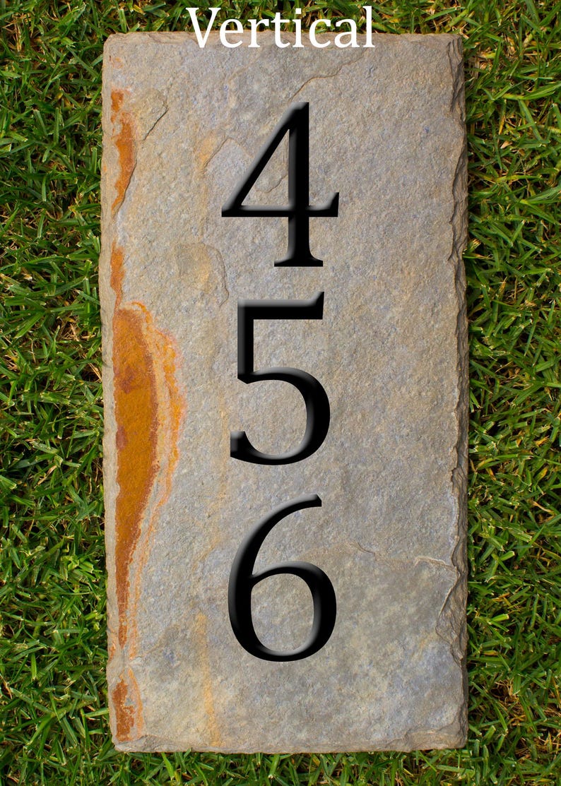 Engraved Slate House Number Sign: Rustic Weather Resistant Stone, 15 ...