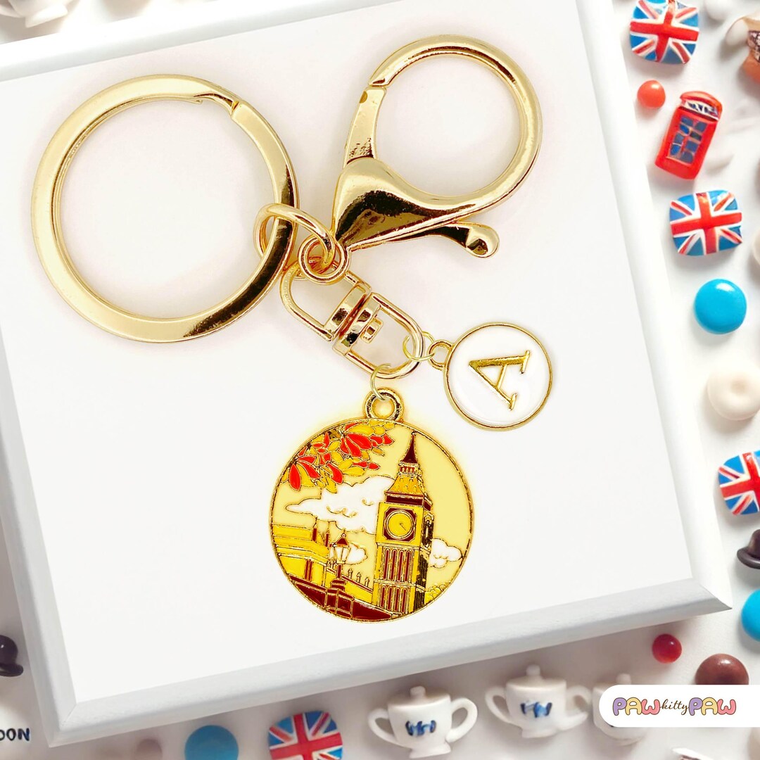 Cute Enamel Keychain: Big Ben London Medallion With Custom Monogram ...
