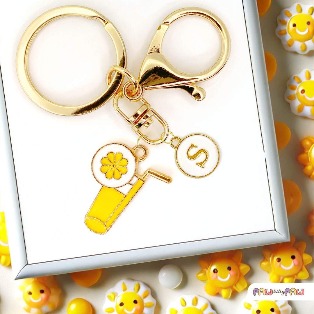 Lemonade Drink Keychain With Yellow Citrus Slice Charm for Summer Vibes ...
