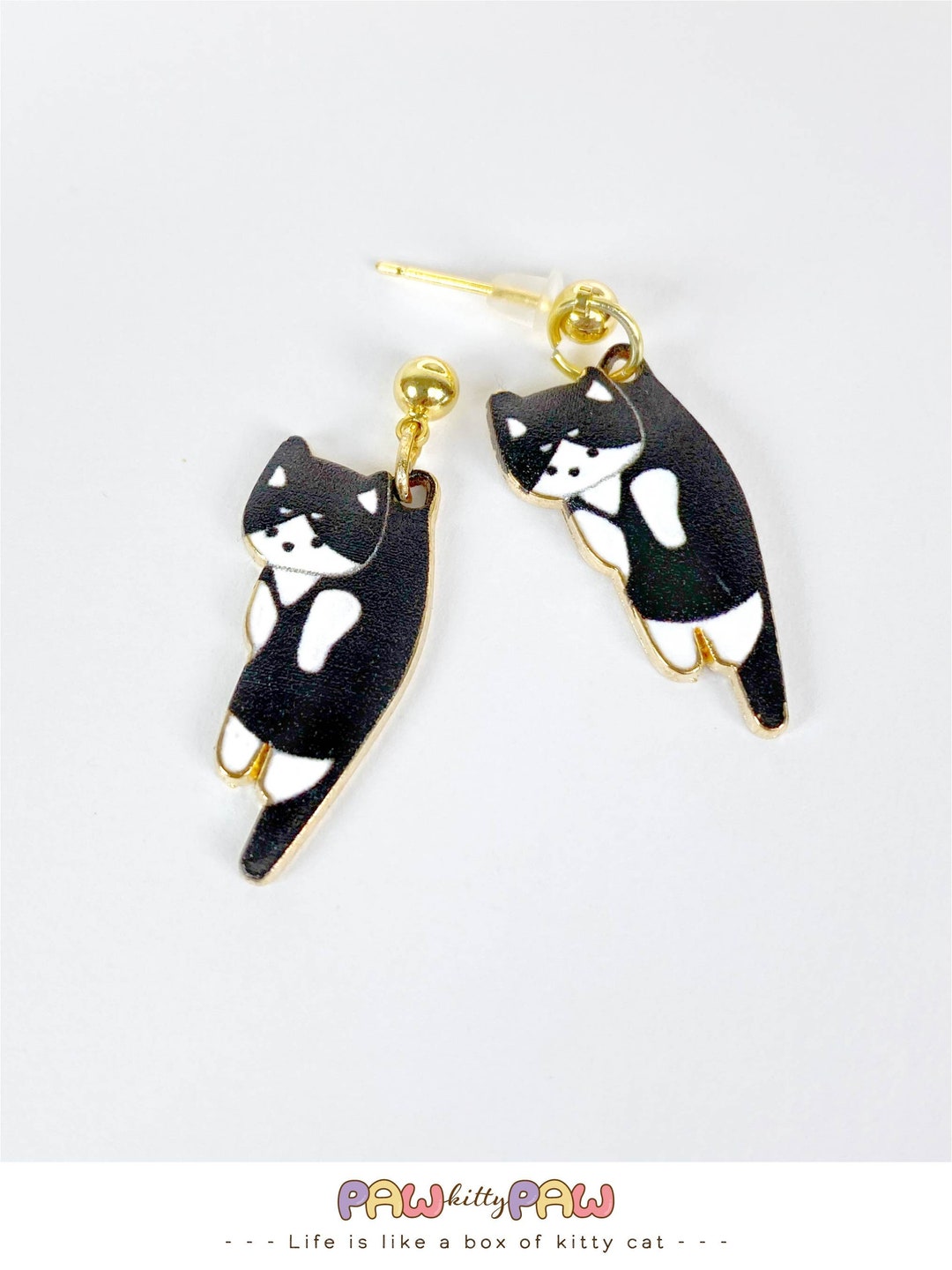 Era-a001-2-cute Black Kitty Cat Enamel Earrings, Kawaii Y2K Dangle Jewelry, Perfect Gift for Cat ...