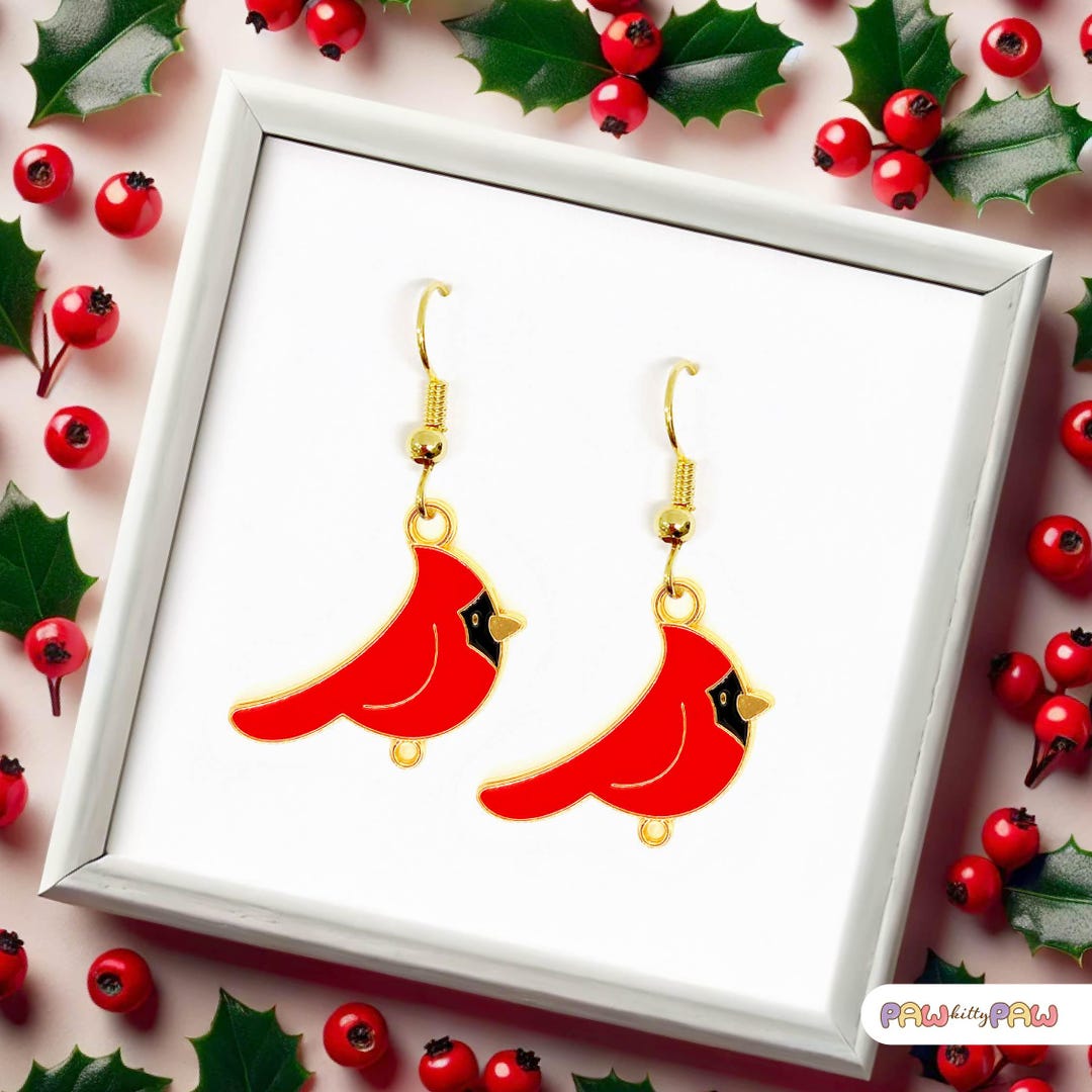 Red Cardinal Bird Dangle Earrings, Nature-inspired Jewelry Gift for ...