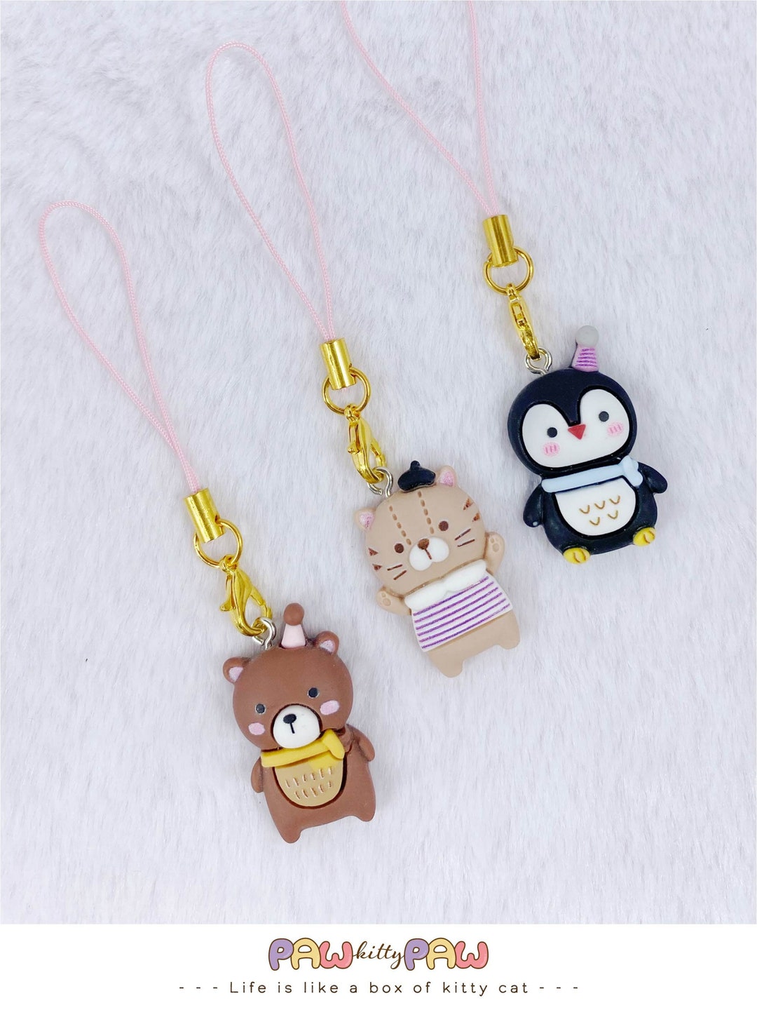 Pca-020-kawaii Animal Phone Chain, Y2K Phone Charm, Cat Pendant Car ...
