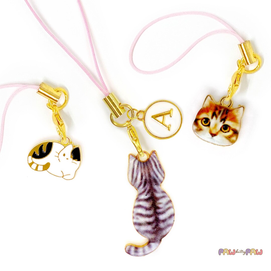 Cat Lover Phone Charm Personalized Letter Keychain – Custom Cat Owner ...