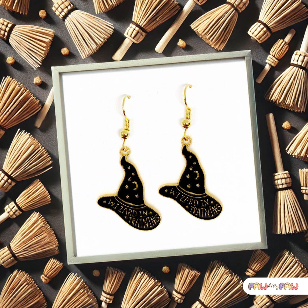 Wizard in Training Earrings - Magical Hat Jewelry for Witches, Wizards ...
