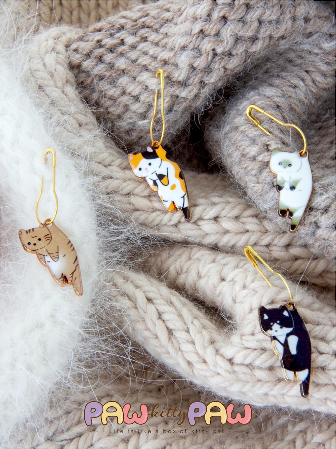 Sta-001-cat Knitting Markers Set for Knitting, Cat Stitch Markers Set ...