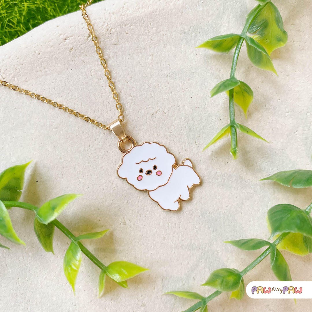Fluffy Bichon Frise Necklace Cute Kawaii Dog Pendant for Pet Lovers ...