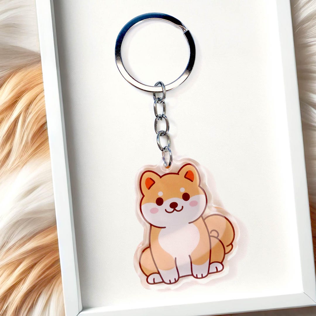 Shiba Inu Acrylic Keychain: Orange Kawaii Dog Charm, Cute Pet Accessory ...