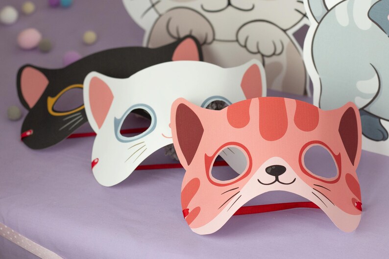 Cat Printable Party Mask Digital Instant Download Kitty | Etsy
