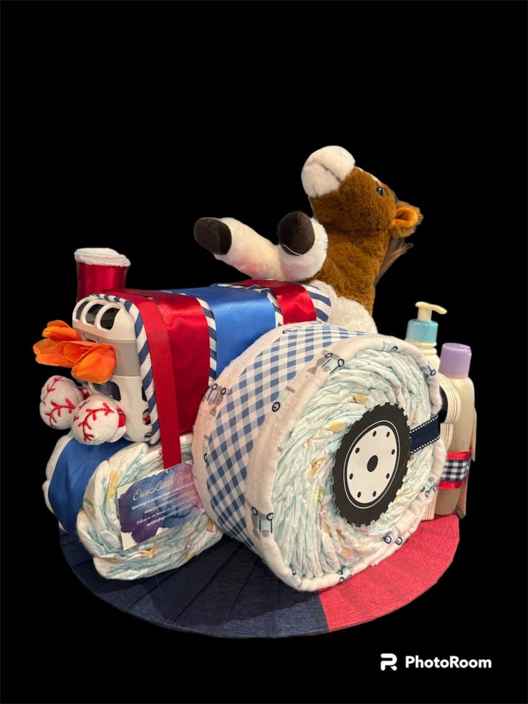Tractor Diaper Cake, Baby Diaper Cake, Unisex Girl Boy Neutral Diaper ...