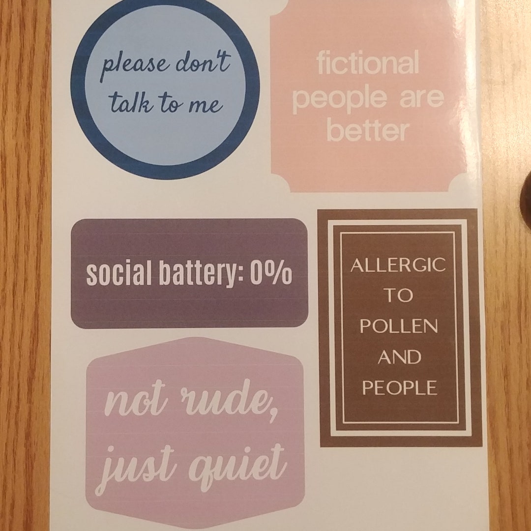 PRINTABLE Large Introvert Sticker Sheet - Quiet People - 5 Jumbo ...
