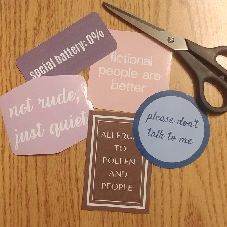 PRINTABLE Large Introvert Sticker Sheet - Quiet People - 5 Jumbo ...