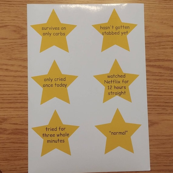 PRINTABLE Not Accomplishment Star Sticker Sheet With 6 Jumbo | Etsy