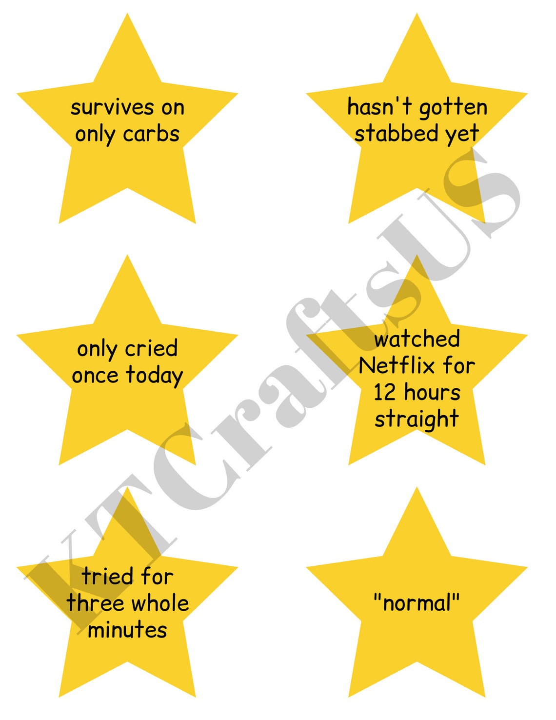 PRINTABLE Not Accomplishment Star Sticker Sheet With 6 Jumbo Stickers ...