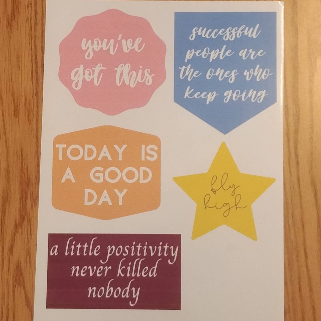 PRINTABLE Large Sticker Sheet With Positive Vibes - 5 Jumbo Stickers ...