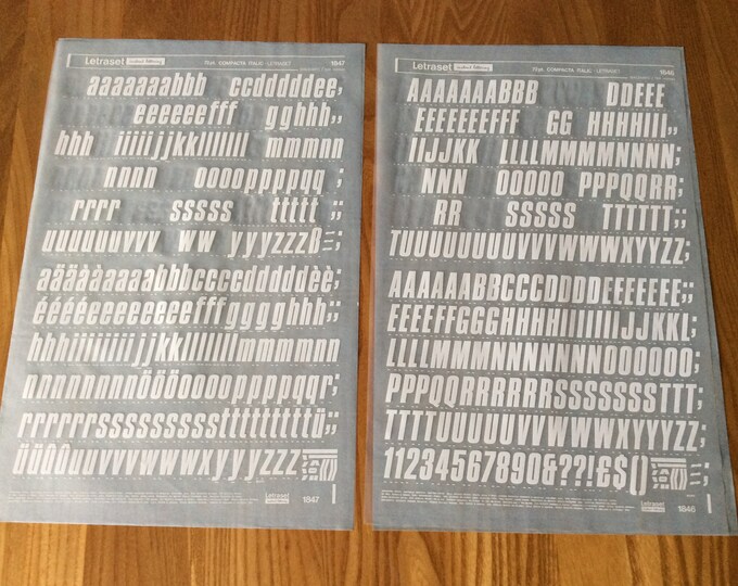Vintage Letraset Dry Transfer White Instant Lettering Sheet 1846 1847 ...