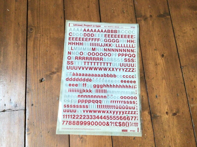 Vintage Letraset Project a Type Sheet PT101: 42pt Helvetica Medium Haas ...