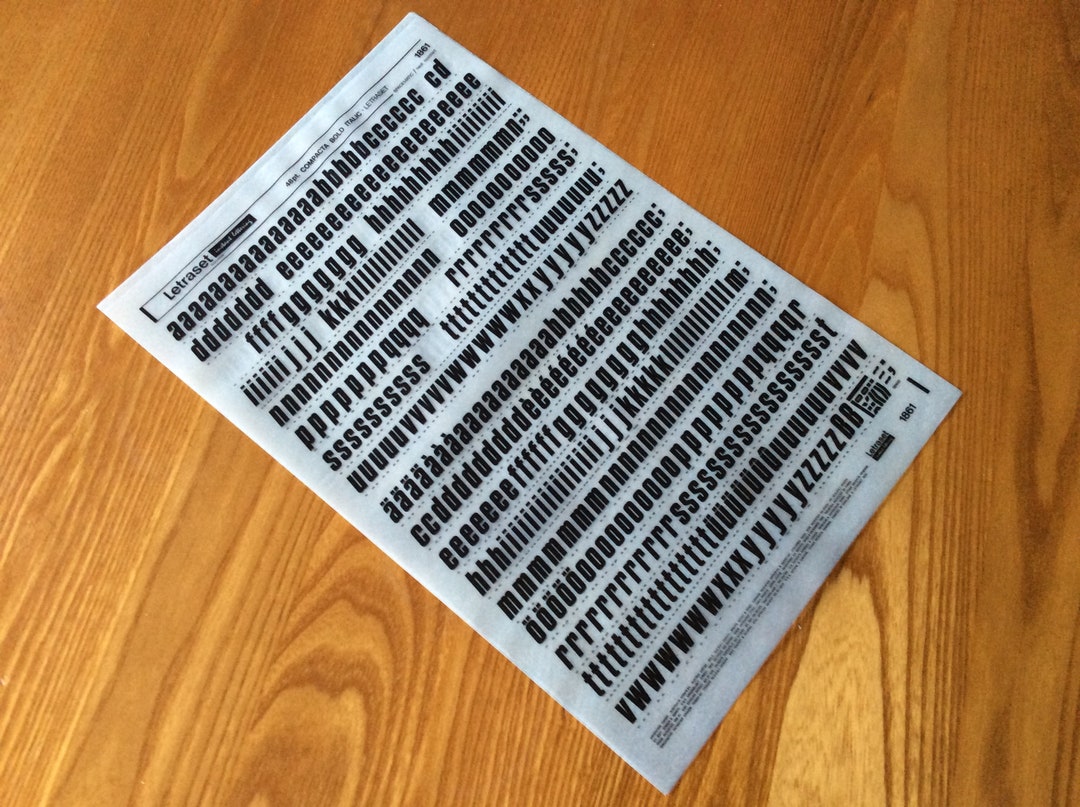 Vintage Letraset Dry Transfer Instant Lettering Sheet 1861 48pt Italic ...