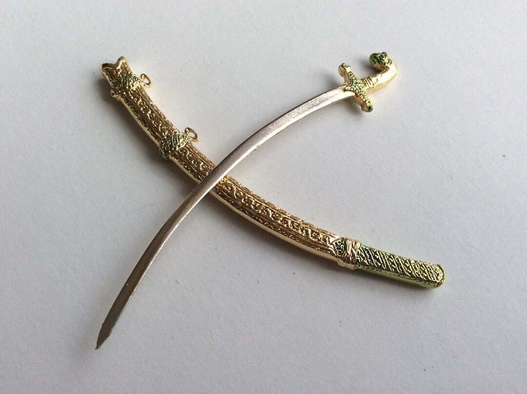 Delightful Tiny Metal Small Military Genghis Khan Mongol King Curved ...