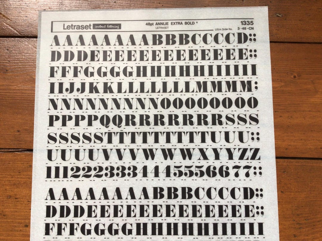 Vintage Letraset Dry Transfer Sheet: 48pt Annlie Extra Bold Capitals - Etsy