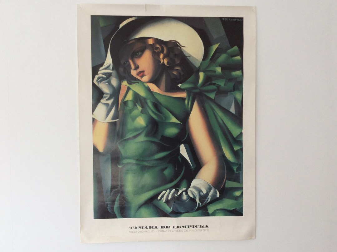 Vintage Tamara De Lempicka Young Girl in Green Poster Large Art Print ...