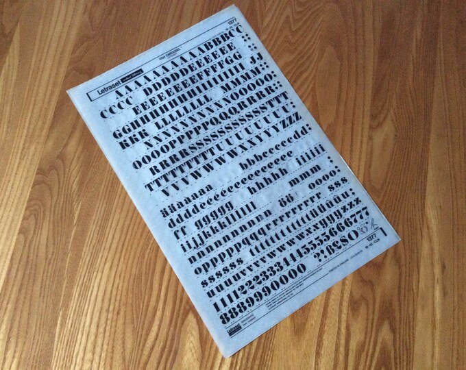 Vintage Letraset Dry Transfer Black Instant Lettering Sheet 1377 42pt ...