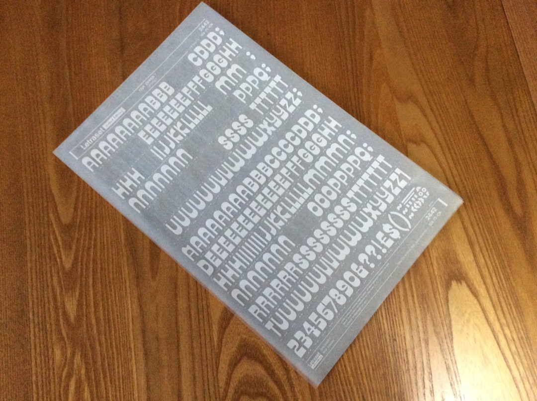 Vintage Letraset Dry Transfer White Instant Lettering Sheet 2442 72pt ...