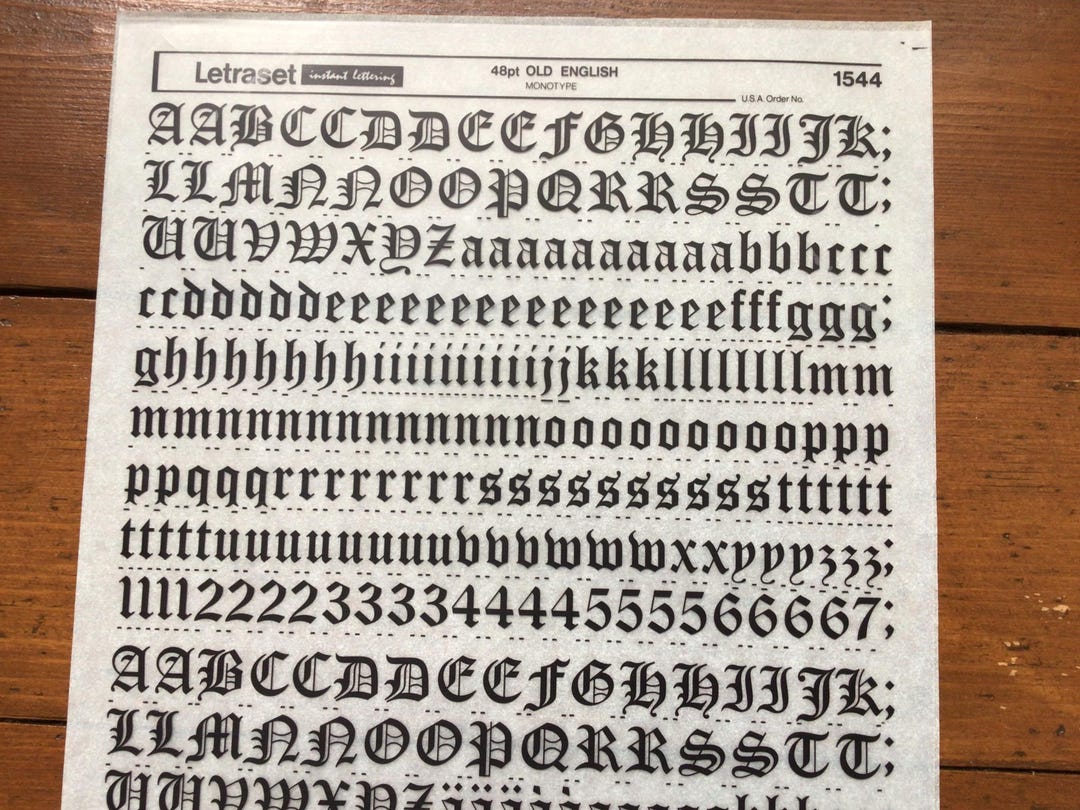 Vintage Letraset Dry Transfer Sheet: 48pt Old English Font - Etsy
