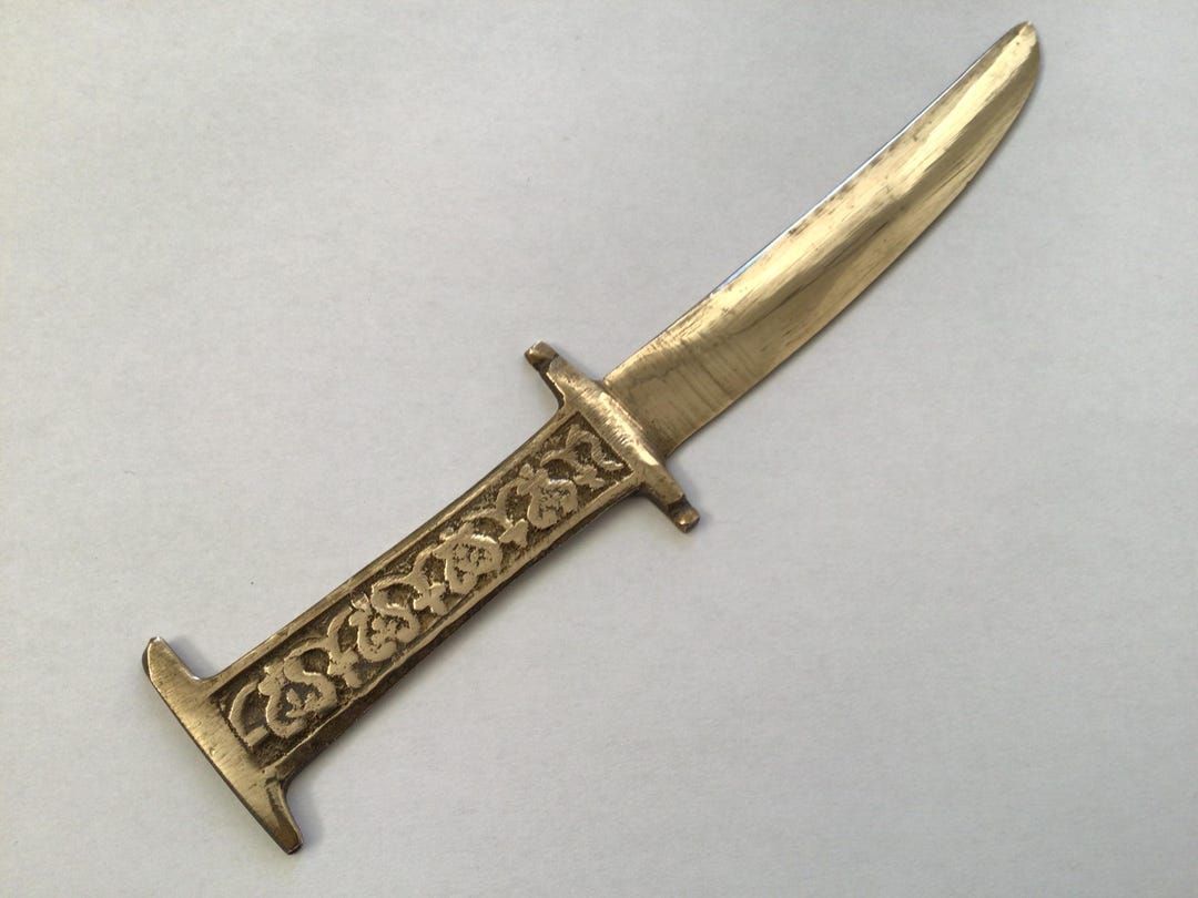 Vintage Brass Miniature Medieval Sword Letter Opener Page Marker Page ...
