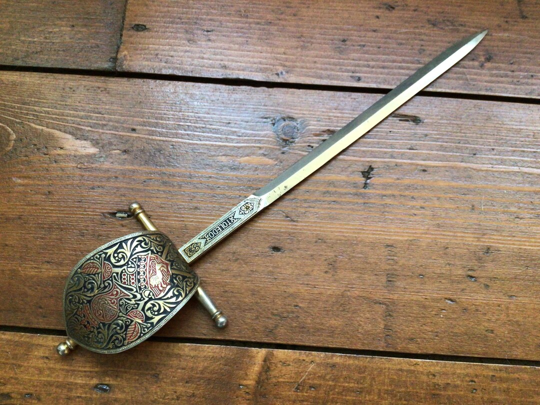 Vintage Metal Small Medieval Influenced Sword Miniature Highly Detailed ...