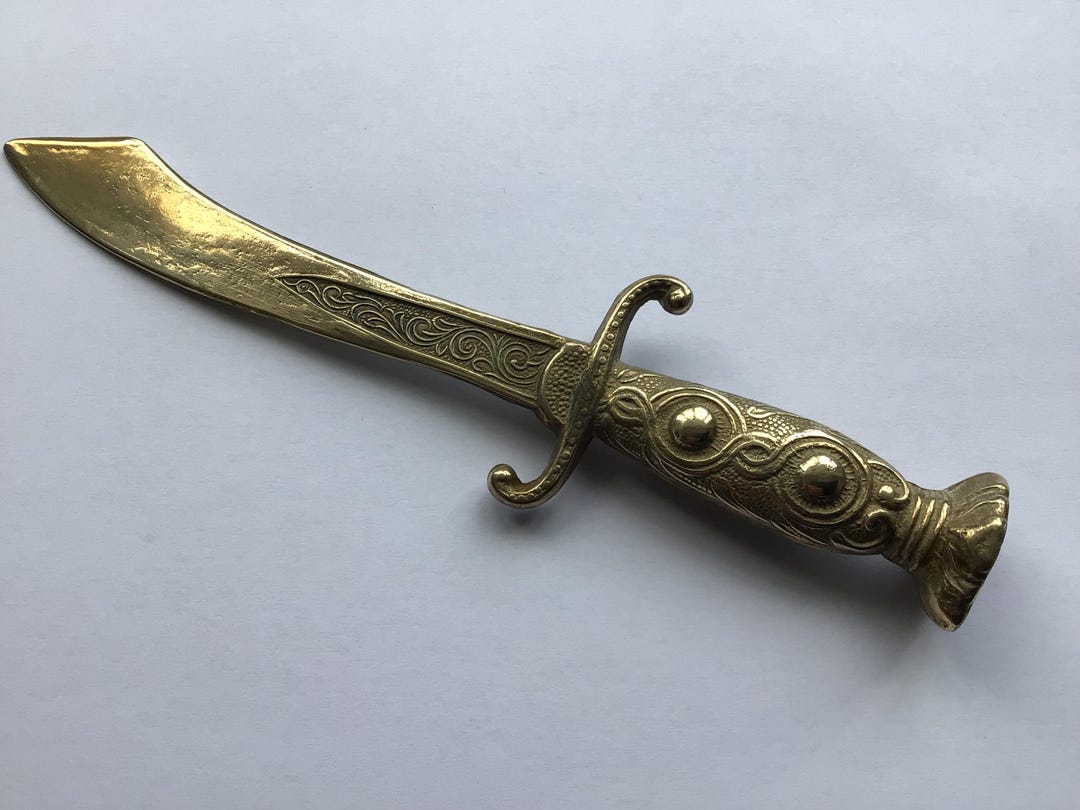 Vintage Brass Miniature Medieval Sword Letter Opener Page Marker Page ...