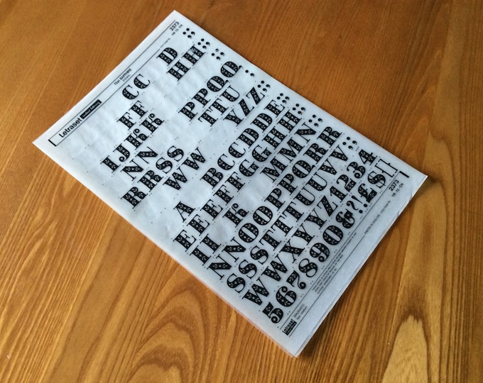 Vintage Letraset Dry Transfer Instant Lettering Black Sheet 2373 72pt ...
