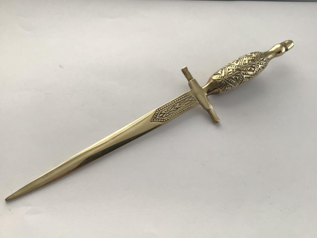 Vintage Brass Miniature Medieval Sword Letter Opener Page Marker Page ...