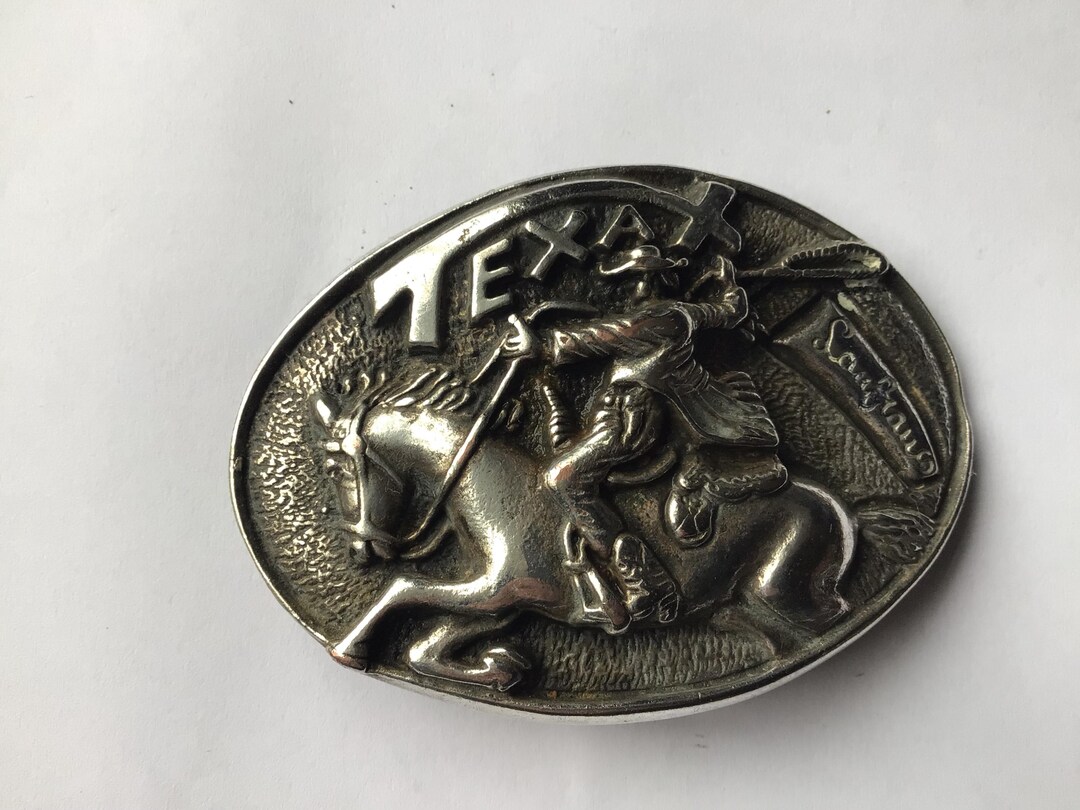 Rare Vintage Cowboy on Horseback Texax Belt Buckle Quality Profile of ...