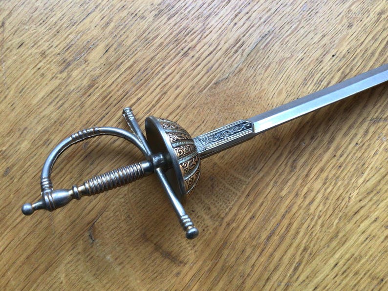 Vintage Small Metal Medieval Influenced Sword Miniature Desk Ornament ...