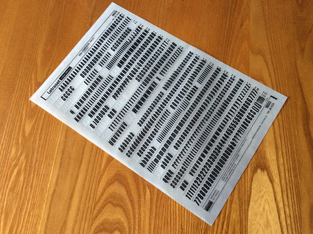 Vintage Letraset Dry Transfer Instant Lettering Sheet 1853 36pt ...