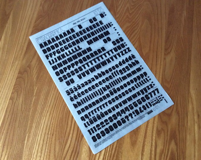 Vintage Letraset Dry Transfer Black Instant Lettering Sheet LG123 ...